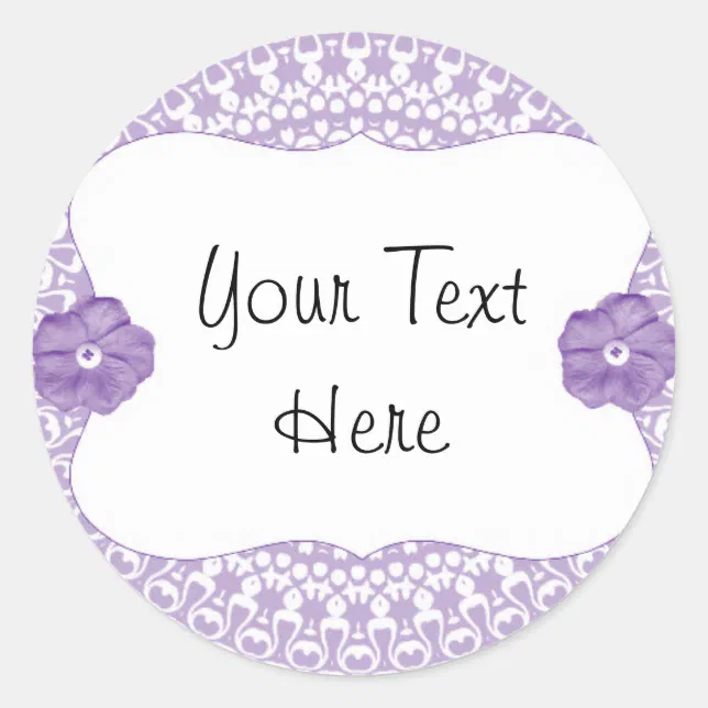 Purple Lace Flower Cup cake Toppers/Labels/Sticker Classic Round ...