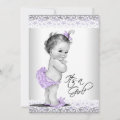 Purple Lavender and Gray Baby Girl Shower Invitation | Zazzle