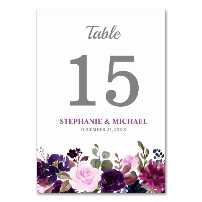 Purple Lavender Floral Boho Table Number Card | Zazzle