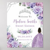 Purple Lavender Floral Brown Princess Birthday Poster | Zazzle