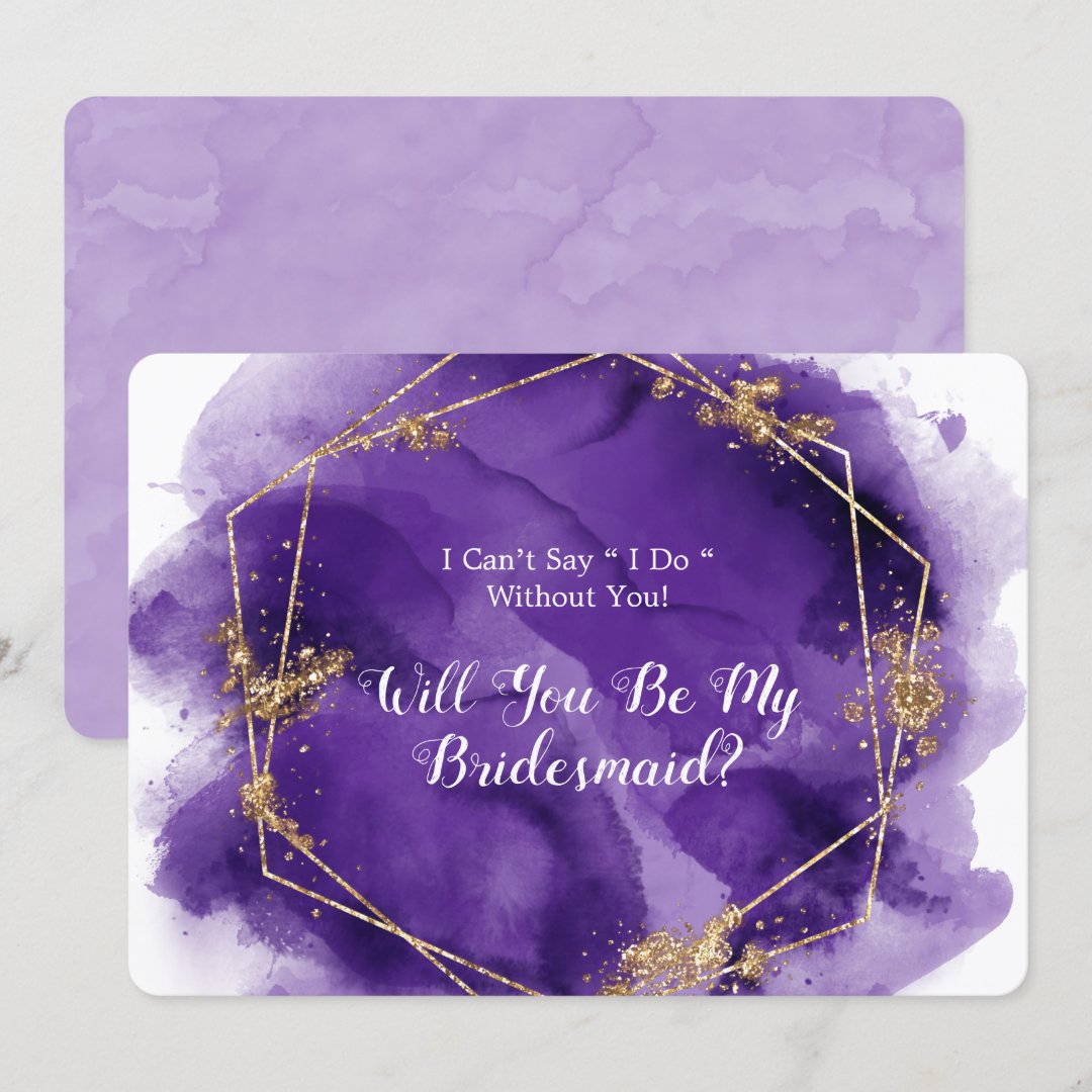 Purple Lavender Gold Will You Be My Bridesmaid Inv Invitation | Zazzle