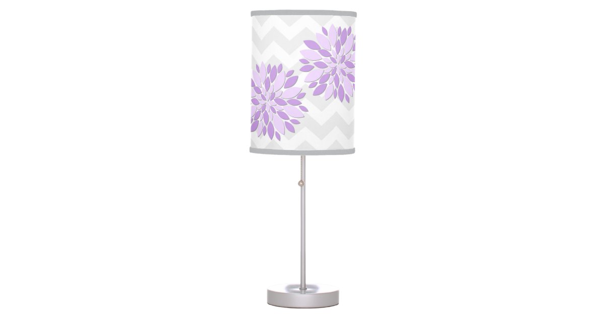 Purple Lavender Grey Dahlia Flower Nursery Lamp | Zazzle