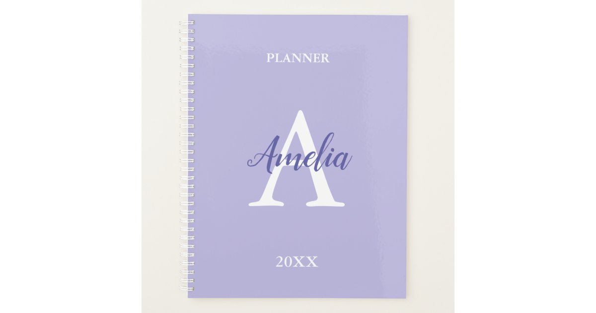 Purple Lavender Personalized Monogram Planner | Zazzle