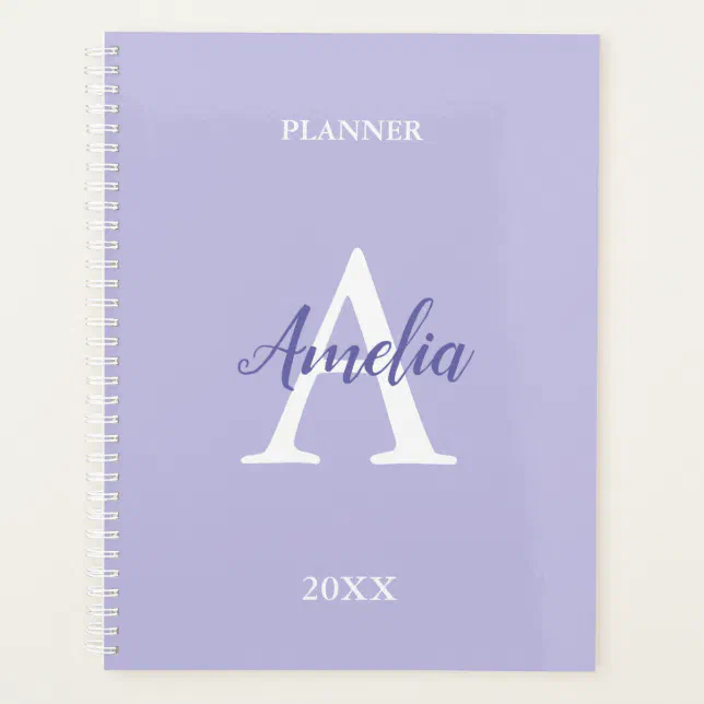 Purple Lavender Personalized Monogram Planner | Zazzle