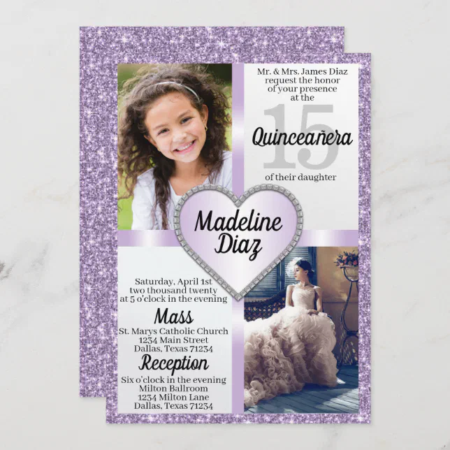 Purple Lavender Quinceañera Invitation Cumpleaños | Zazzle