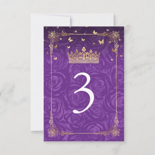 Purple Lavender Rose Gold Table Number Cards | Zazzle