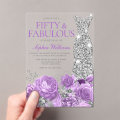 Purple Lavender & Silver 50th Birthday Party Acrylic Invitations | Zazzle