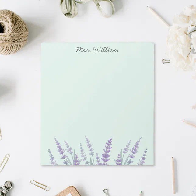 Purple Lavender Watercolor Floral Notepad | Zazzle