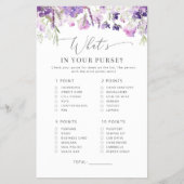 Purple lavender what's in your purse game | Zazzle