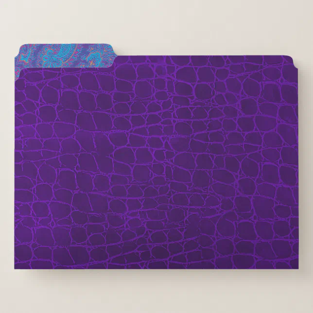 Purple Leather and Paisley Pattern File Folder | Zazzle