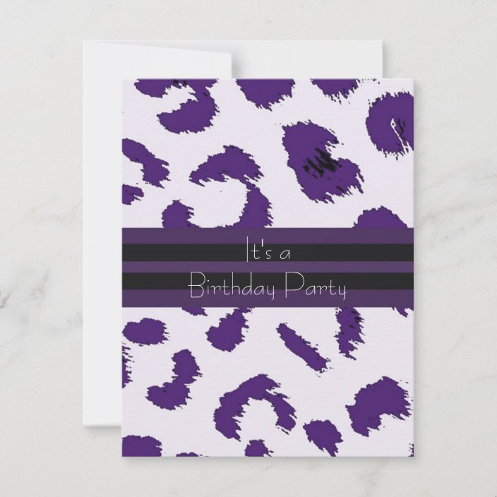 Purple Leopard Pattern Birthday Party Invitation | Zazzle.com