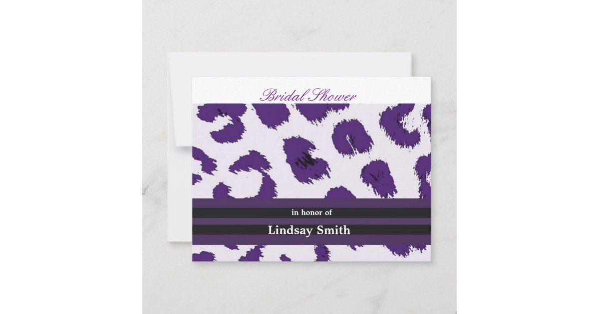 Purple Leopard Pattern Bridal Shower Invitation | Zazzle