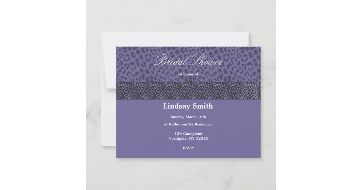 Purple Leopard Pattern Bridal Shower Invitation | Zazzle