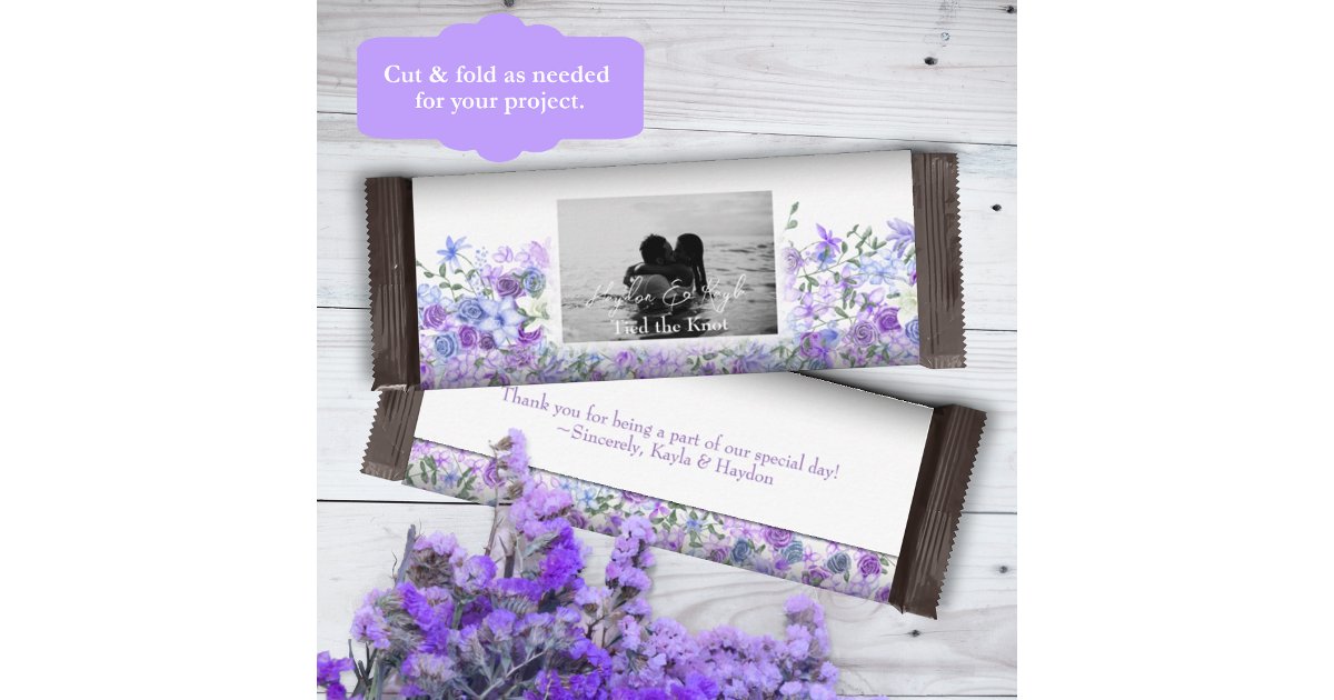 Purple, Light Blue Wedding Candy Bar Wrapper | Zazzle