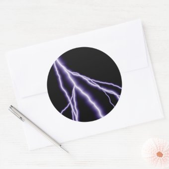 Purple Lightning Bolt Classic Round Sticker | Zazzle
