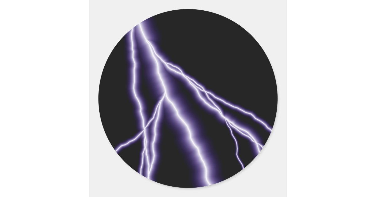 Purple Lightning Bolt Classic Round Sticker | Zazzle
