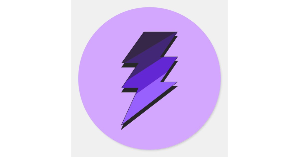 Purple Lightning Thunder Bolt Classic Round Sticker | Zazzle