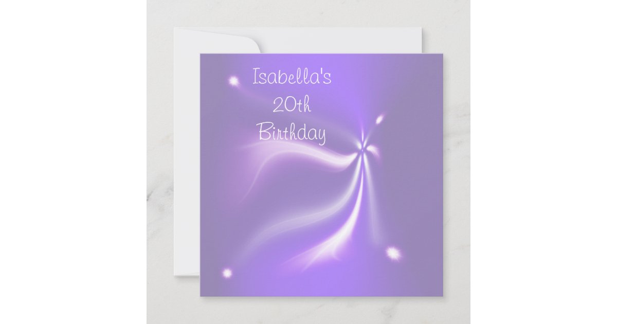 Purple Lights 20th Birthday Party Invitation | Zazzle