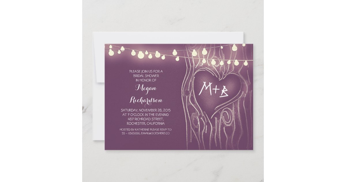 purple lights tree romantic bridal shower invitation | Zazzle