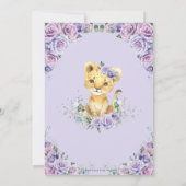 Purple Lilac Floral Adorable Lion Cub Baby Shower Invitation | Zazzle
