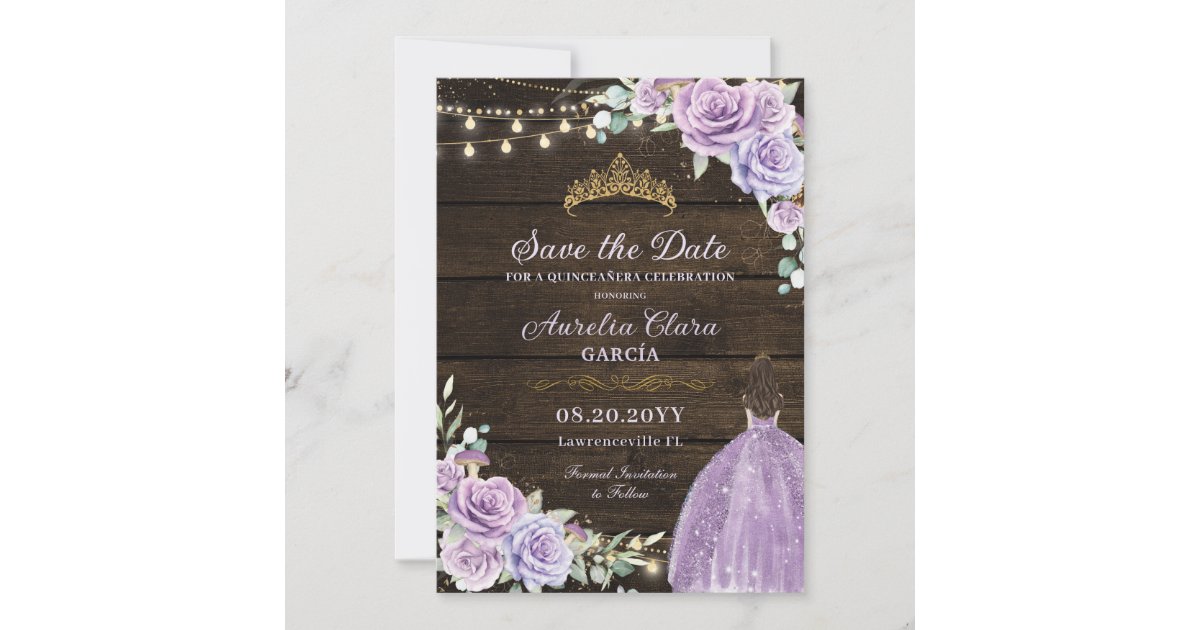 Purple Lilac Floral Enchanted Forest Quinceañera Save The Date | Zazzle