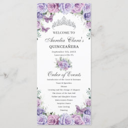 Purple Lilac Floral Quinceañera Order of Events Program | Zazzle