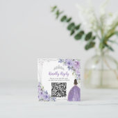 Purple Lilac Floral Silver Quinceañera QR Code Enclosure Card | Zazzle