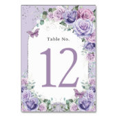 Purple Lilac Lavender Floral Birthday Quinceañera Table Number | Zazzle