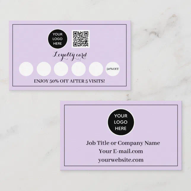Purple Lilac Logo Modern Business Reward Punch Loyalty Card | Zazzle