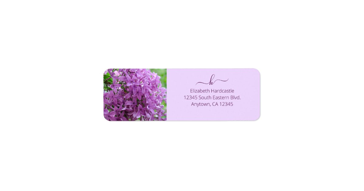 Purple Lilac Photo Monogram Label | Zazzle