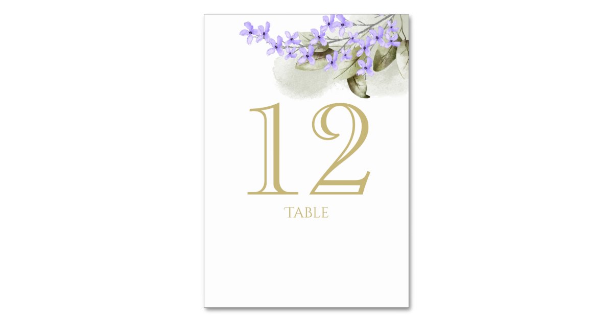 Purple Lilac Table Number Card | Zazzle