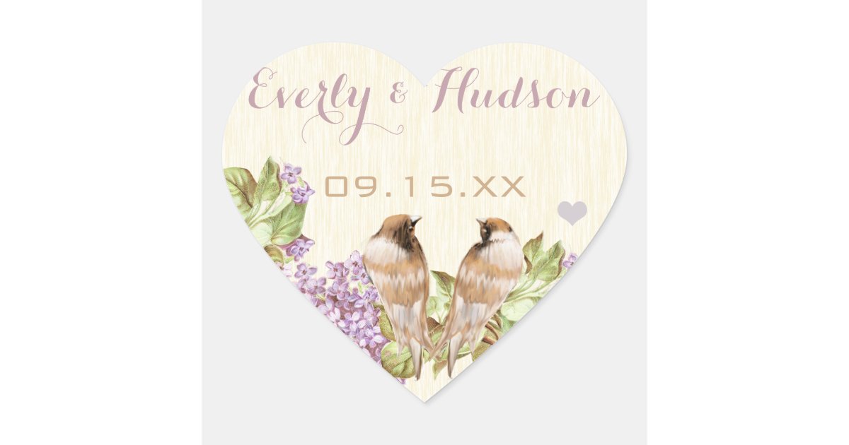 Purple Lilac Wedding Heart Sticker | Zazzle