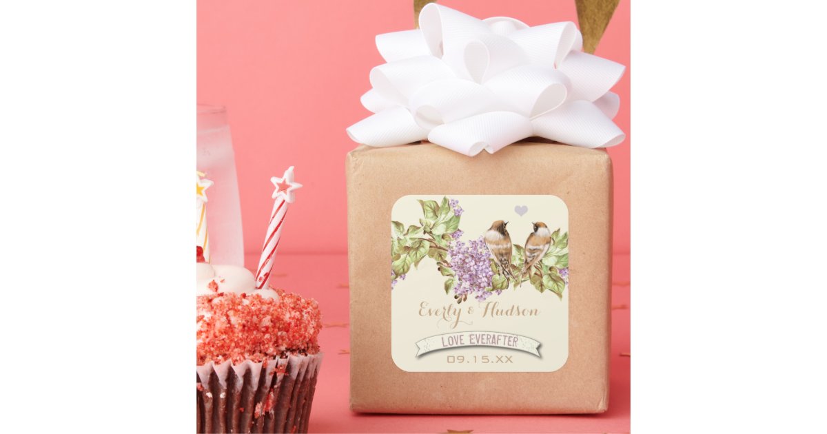 Purple Lilac Wedding Square Sticker | Zazzle