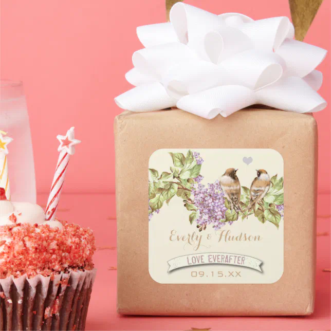 Purple Lilac Wedding Square Sticker | Zazzle