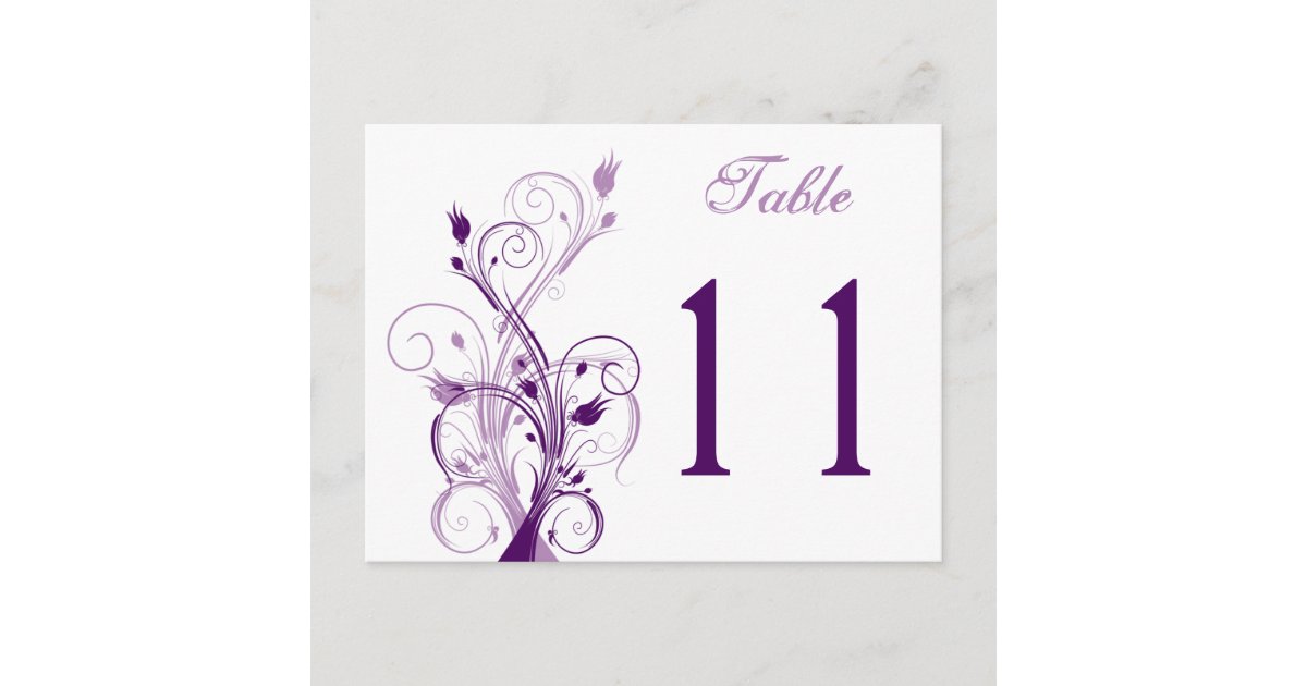 Purple Lilac White Floral Table Number Postcard | Zazzle