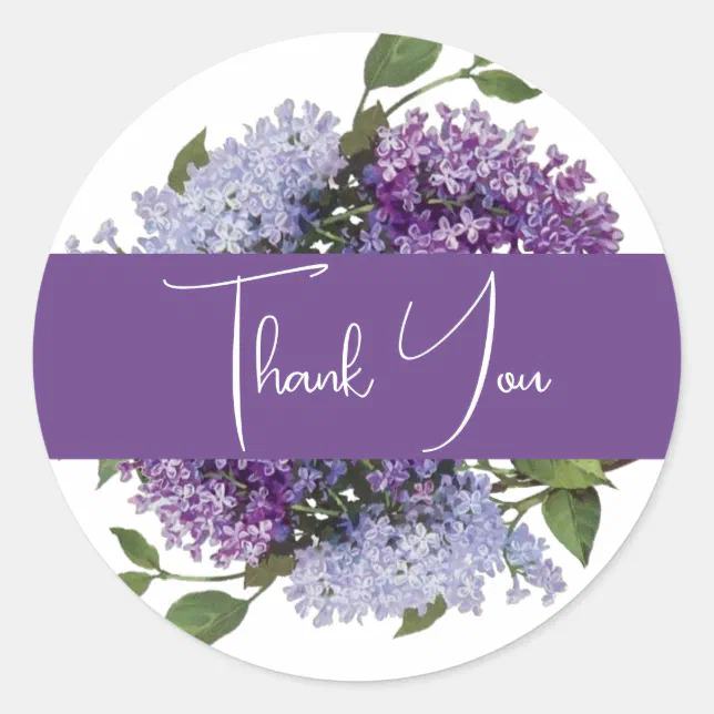 Purple Lilacs Bridal Shower Favor Classic Round Sticker | Zazzle