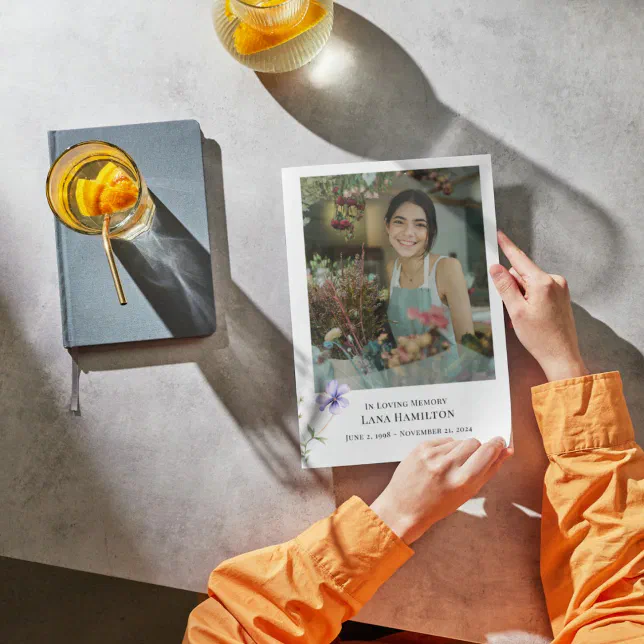 Purple Lilly Simple Photo Funeral Program | Zazzle