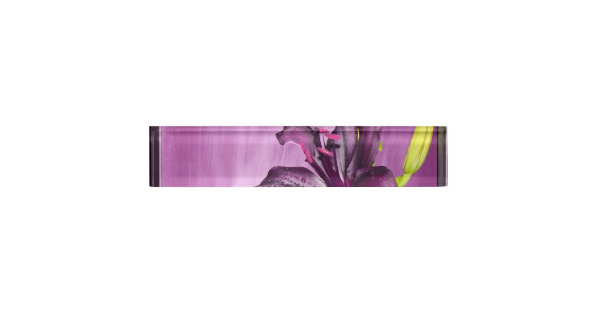 Purple Lily with Waterfall Name Plate | Zazzle