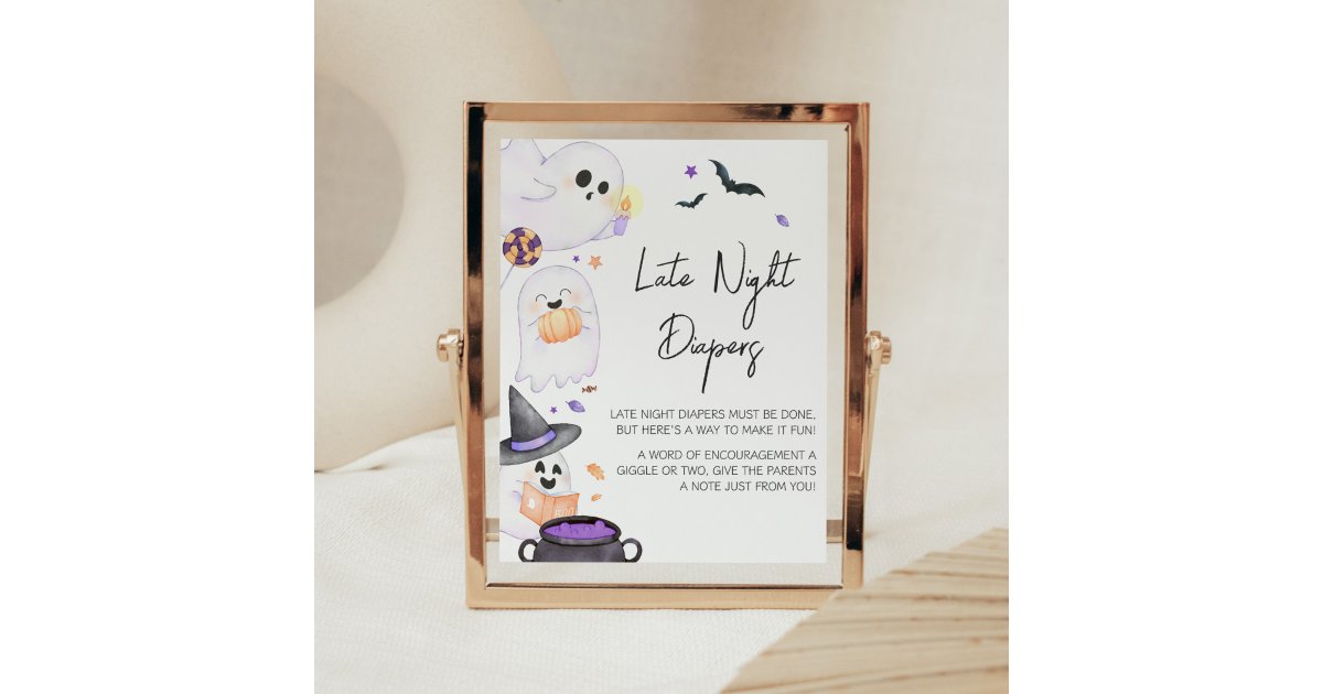 Purple Little Boo Halloween Late Night Diapers Poster | Zazzle
