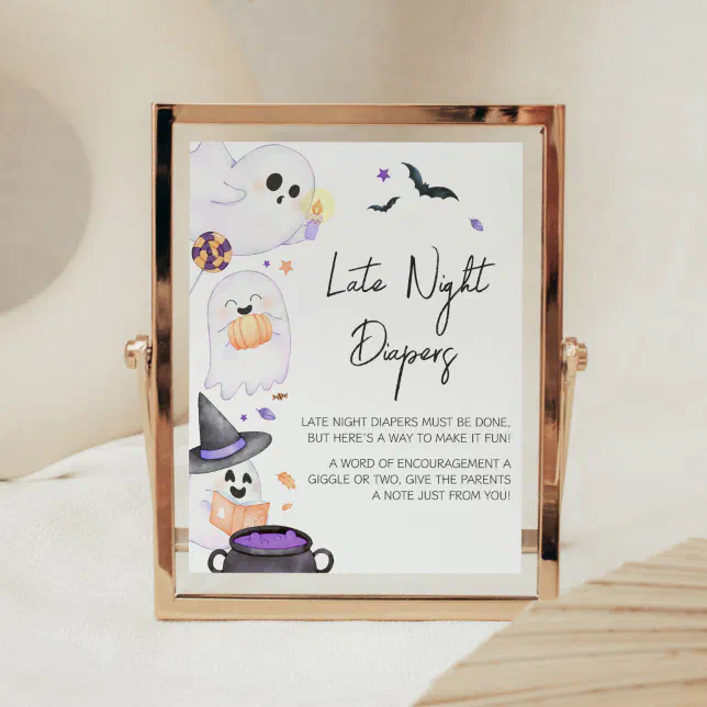 Purple Little Boo Halloween Late Night Diapers Poster | Zazzle