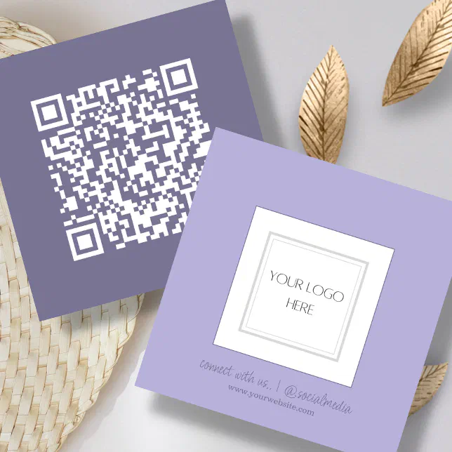 Purple | Logo | QR Code Square Business Card | Zazzle