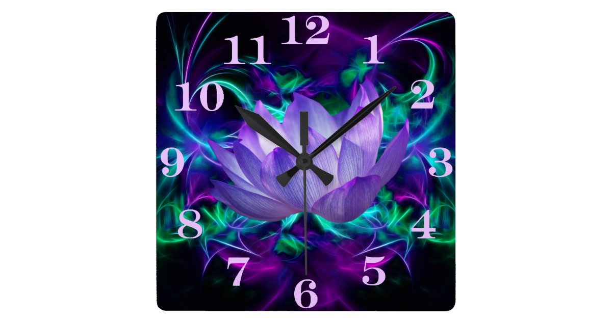 Purple lotus flower and its meaning square wall clock | Zazzle.com