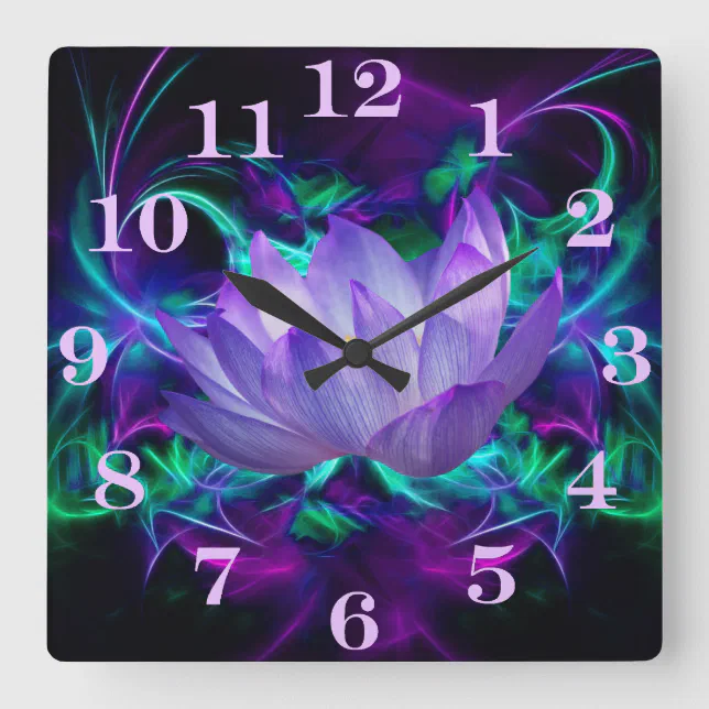 Purple lotus flower and its meaning square wall clock | Zazzle