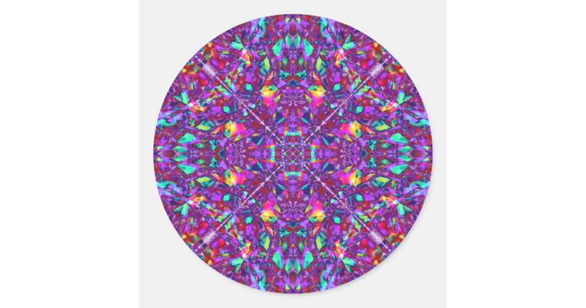 Purple Mandala Hippie Pattern Classic Round Sticker | Zazzle