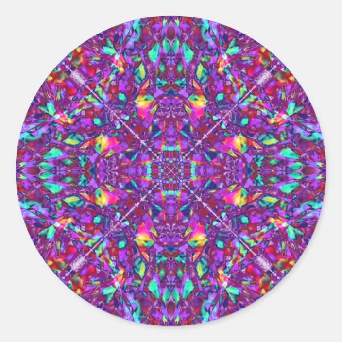 Purple Mandala Hippie Pattern Classic Round Sticker | Zazzle.com