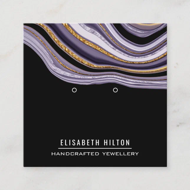 Purple marble agate Earring display Square Business Card | Zazzle