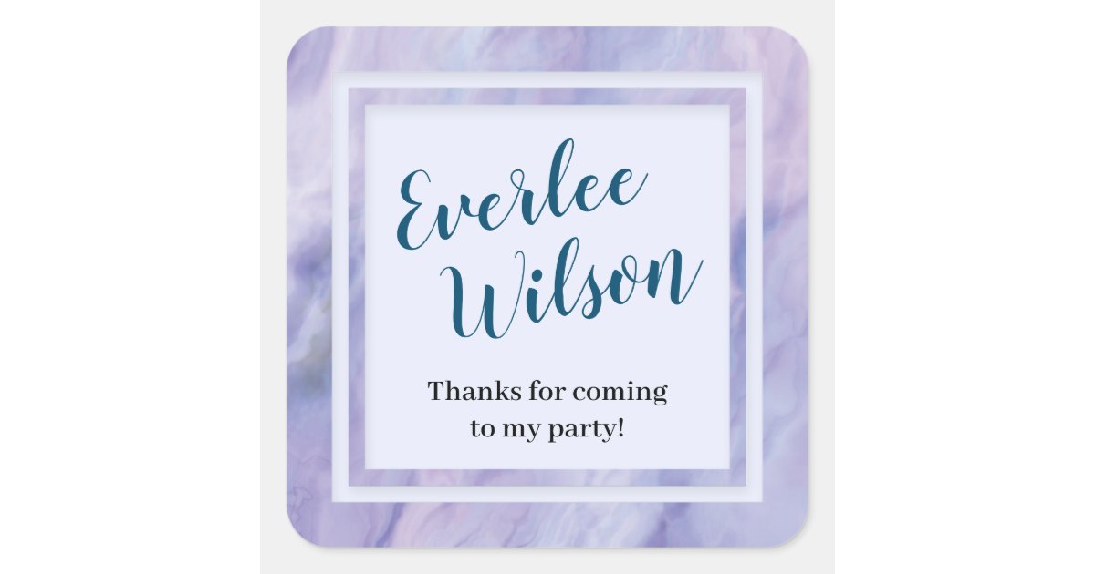Purple Marble Border Square Sticker | Zazzle