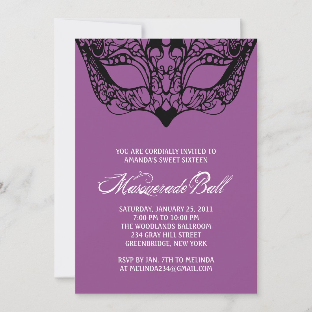 Purple Masquerade Invitations | Zazzle
