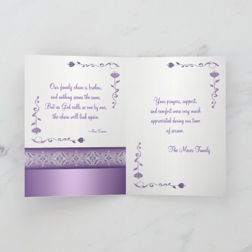 Purple Memorial Card with Photo | Zazzle