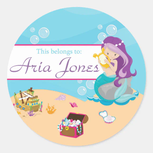 Purple Mermaid Back to School Sticker | Zazzle